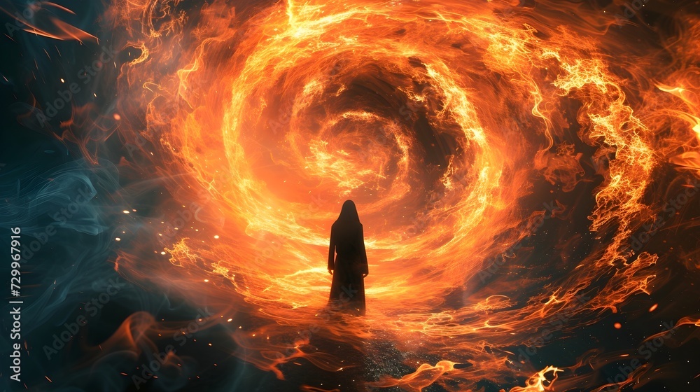 "Vanishing Flames: Person Dissolving into Fire Swirl, Ultra Realistic ...