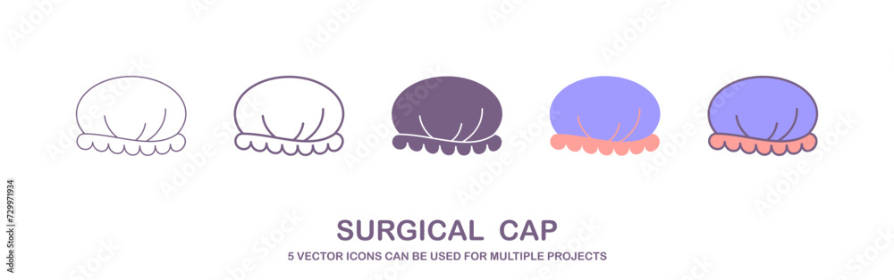 Disposable surgical cap linear icon. Protective wear for head. Doctor ...