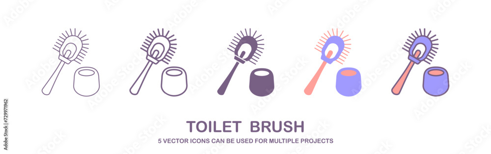Toilet brush icon or pictogram for toilets. Vector wc symbol. Restroom ...