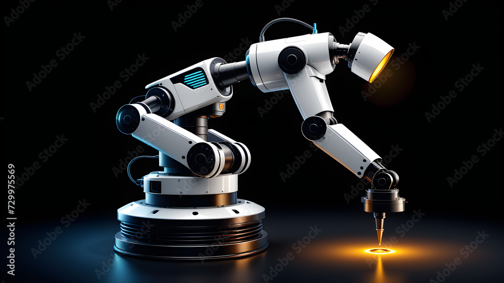 industrial robot clipart isolated on a black background. with black ...