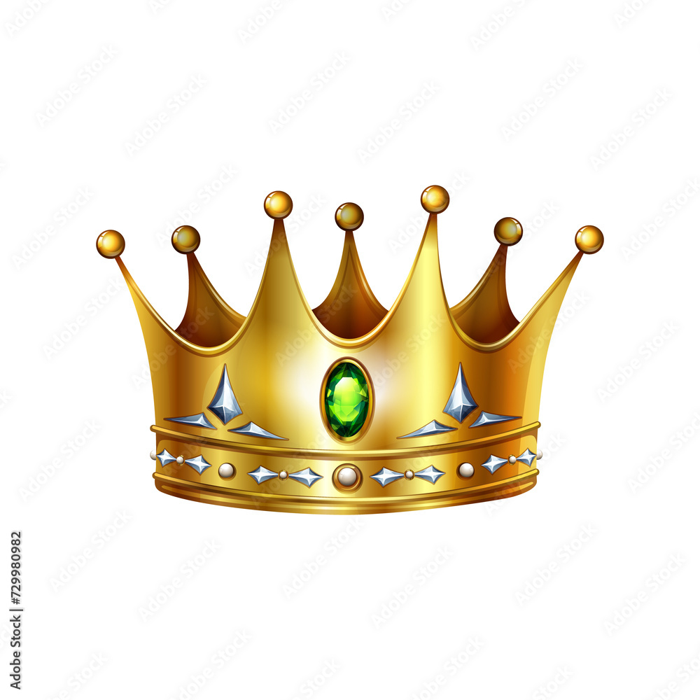 Realistic shiny gold crown mascot. Crown isolated on white background ...