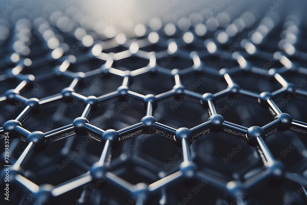 Hexagonal grid pattern of molecular structure of Graphene. Neural network generated image. Not ...
