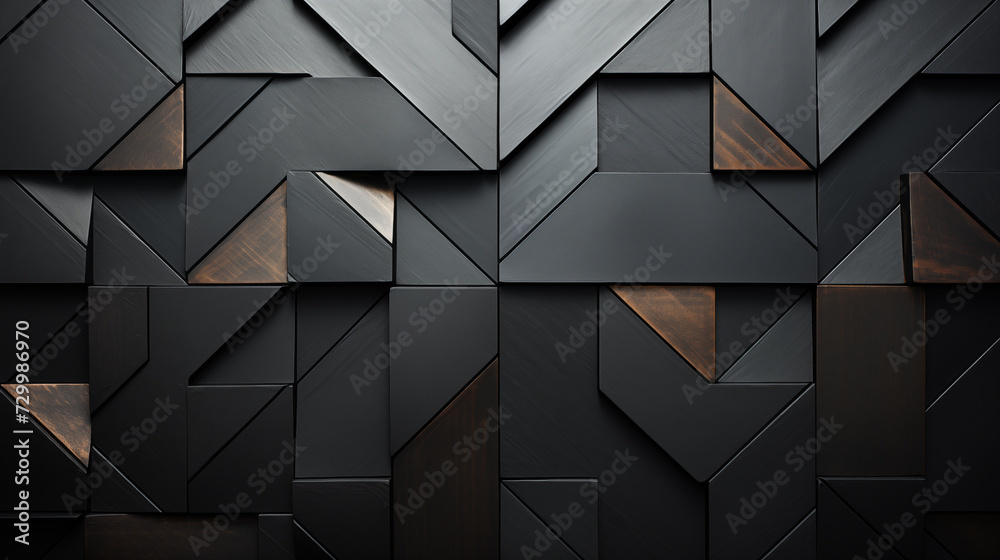 Luxury Black Geometric Metal Pattern Futuristic Exterior Cladding Dark Hard Plastic Metallic