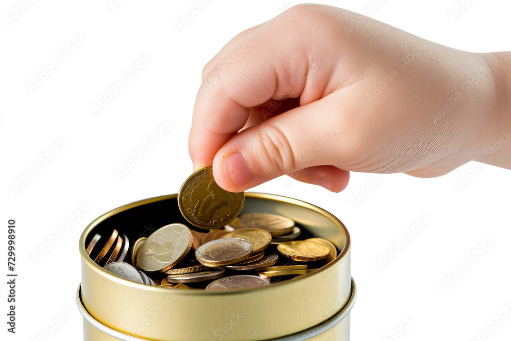 Coins Contribution on Transparent Background, PNG, Generative Ai Stock ...