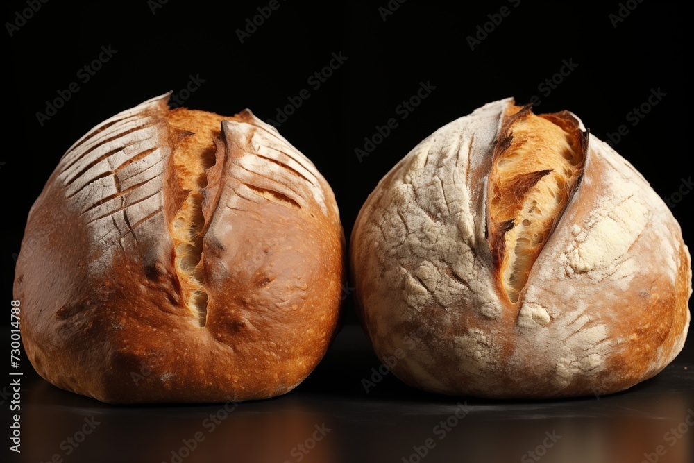 AI generated illustration of two loaves of bread placed side by side on ...