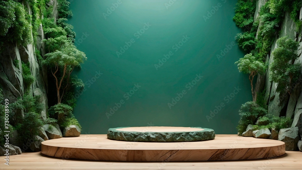 A natural forest green backdrop sets the stage for displaying products ...