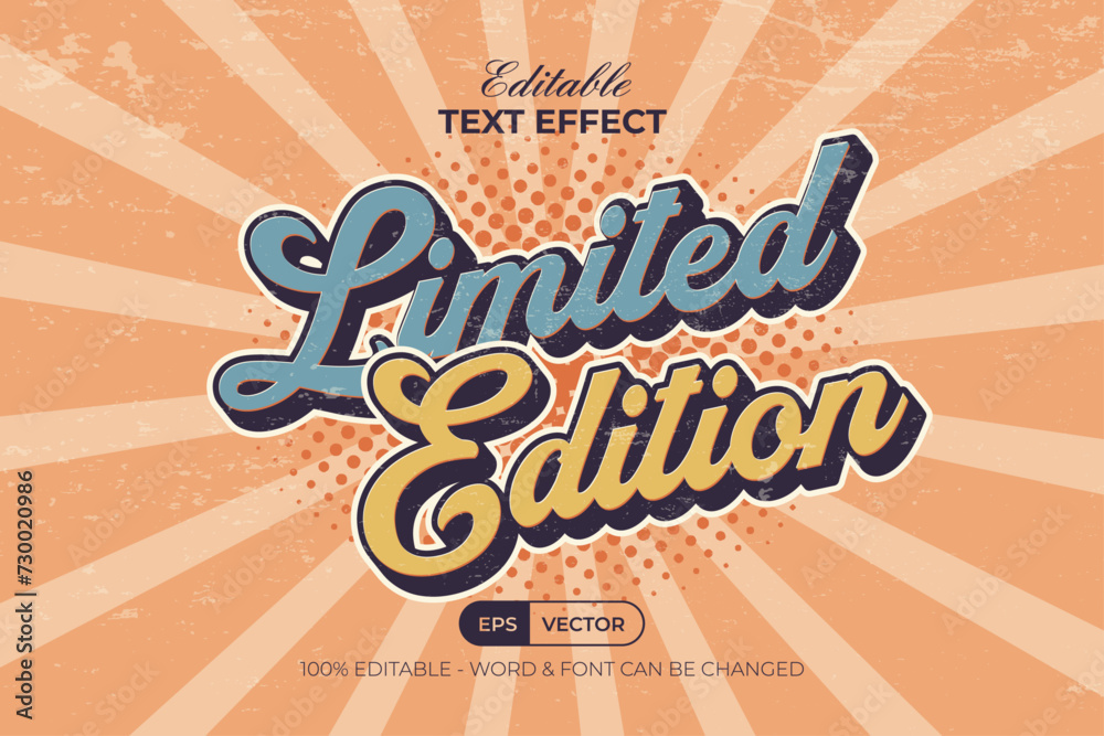 Vintage Text Effect Limited Edition. Editable Text Effect. Stock Vector | Adobe Stock