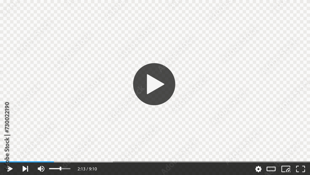 Video player transparent screen, vector interface template. Skin ui ...