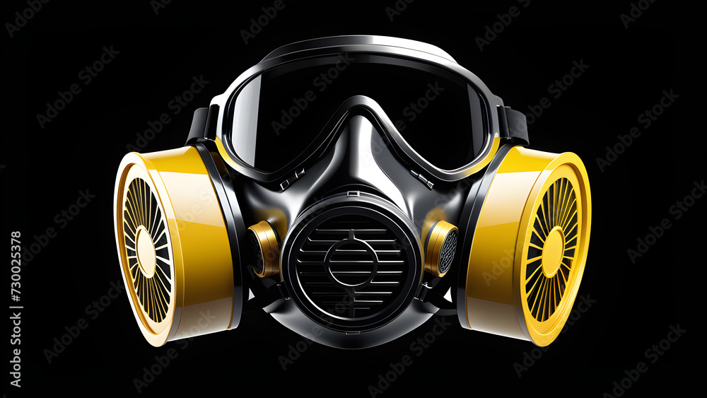 respirator mask icon clipart on a black background. with black copy ...