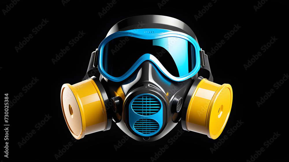respirator mask icon clipart on a black background. with black copy ...