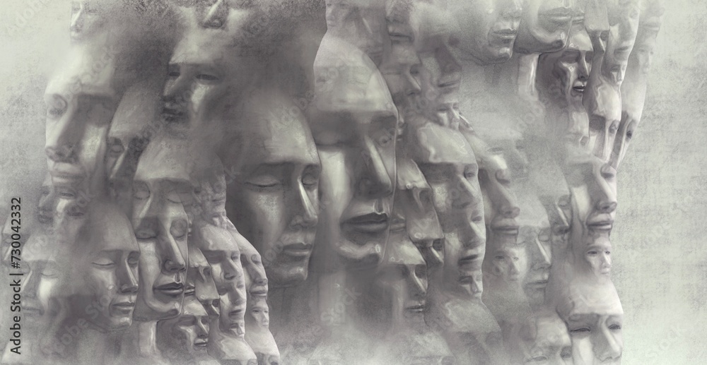 Psychology, confusion, mind, mental illness concept art. surreal ...