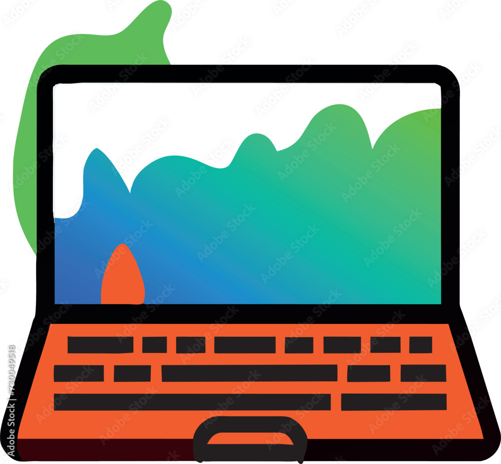 macbook with splashes of gradiant paint, digital art by vladimr vaek ...