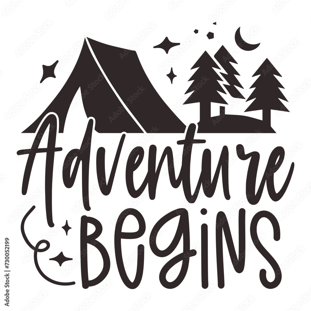 Adventure Begins - Camping t-shirt design, SVG Files for Cutting ...