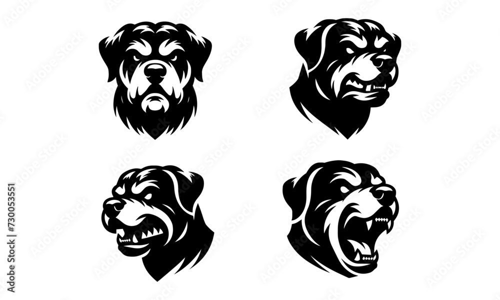 Vetor de Rottweiler angry and dominant faces mascot logo icno in ...