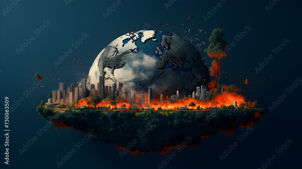Polluted earth, smoke and acid water on earth,, Environmental ...