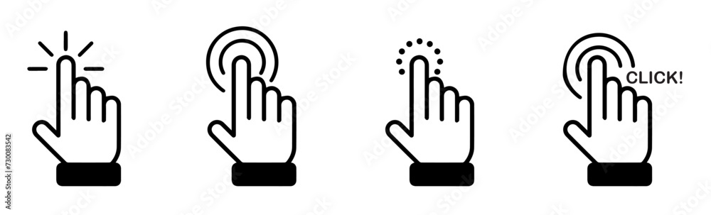 Vecteur Stock Click here icon set in line style. Hand click, Hand ...