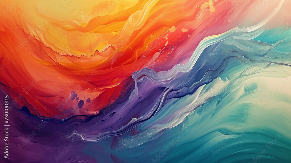 Expressive strokes of vivid colors intertwining to form a sweeping ...