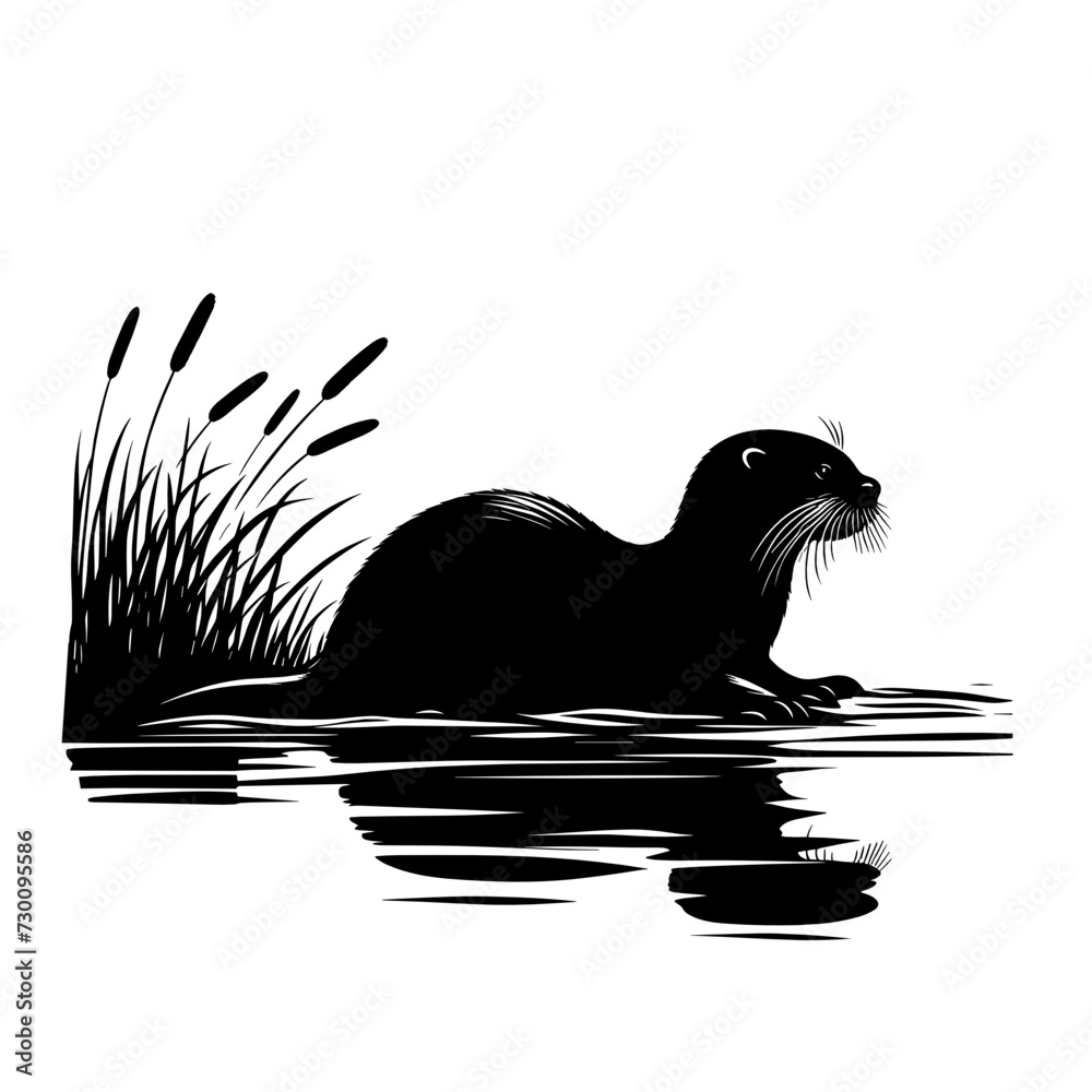 Vecteur Stock Otter, Sea Otter, Otter Silhouette, Otter Cut files, Cute ...