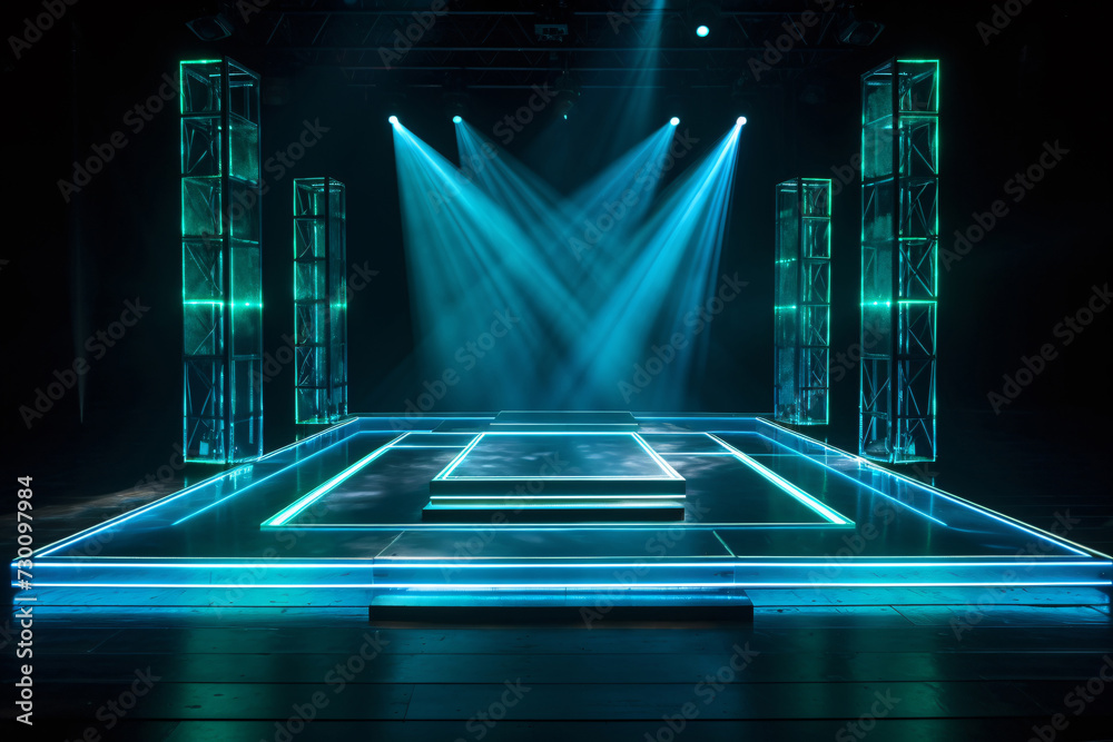 Modern dance stage light background with spotlight illuminated the ...