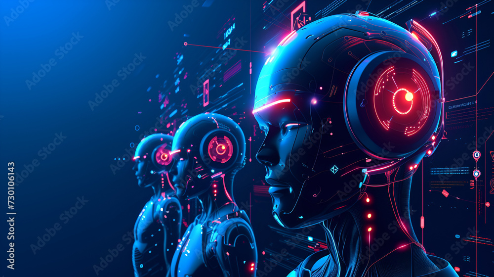 Futuristic Robotic Illustration for Mobile Design with Digital ...