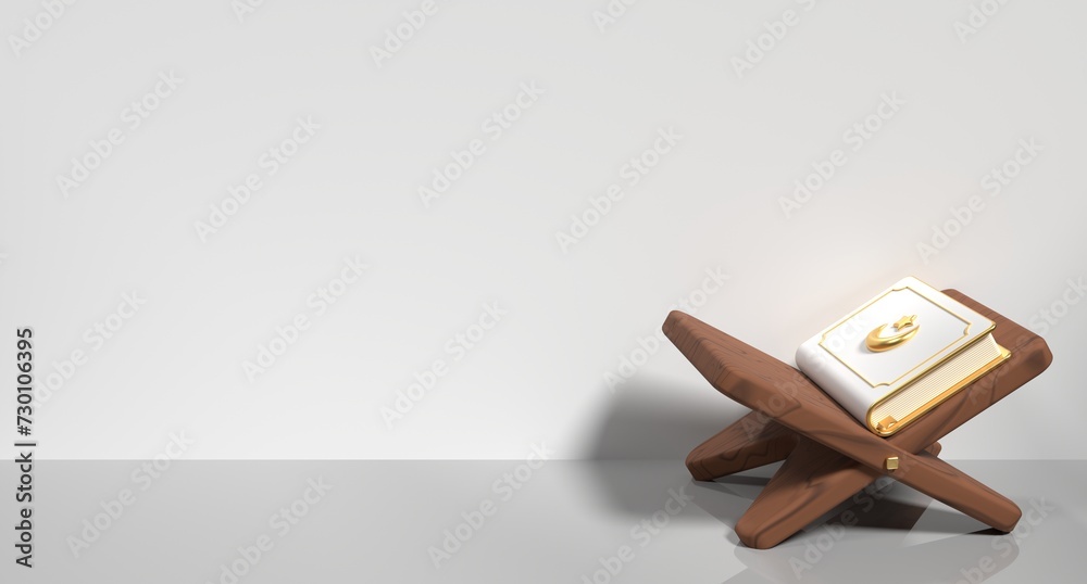 Islamic golden holy quran book with stand icon. Golden holy quran ...