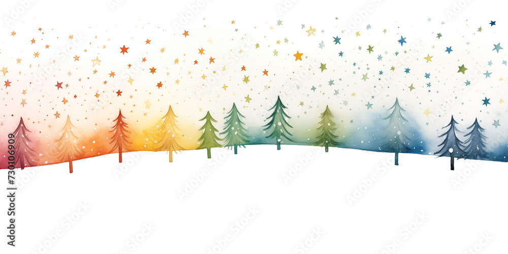 Christmas rainbow illustration of tree with stars. For design of ...