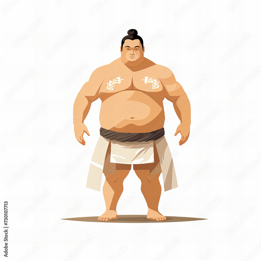 Traditional Sumo Wrestler in Mawashi Stance Vector Illustration for ...