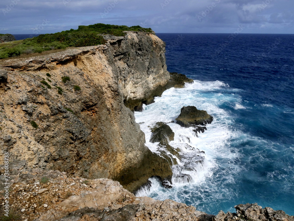 Cliffs of Anse Bertrand, north of Grande terre in Guadeloupe, french ...