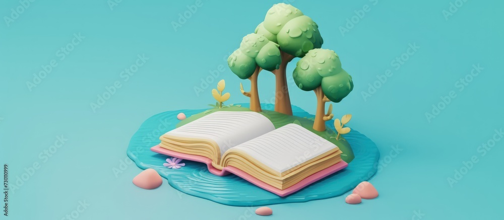 3D Render book signs soft color in plastic cartoon style illustration ...