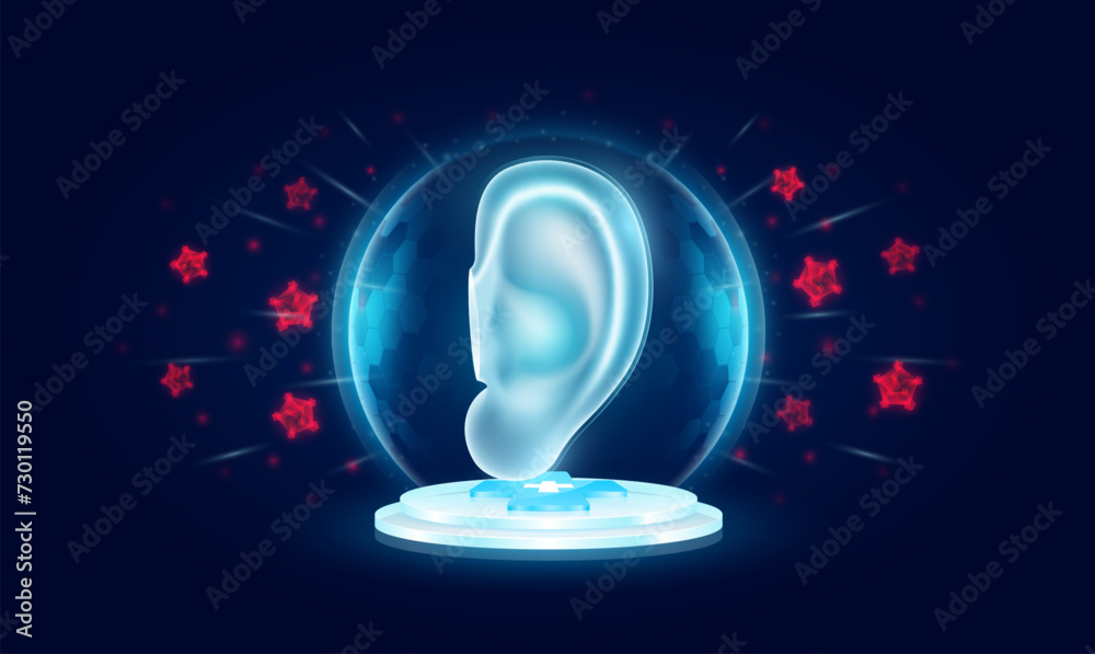 Immunity system protect medical. Ear human organ inside transparent ...