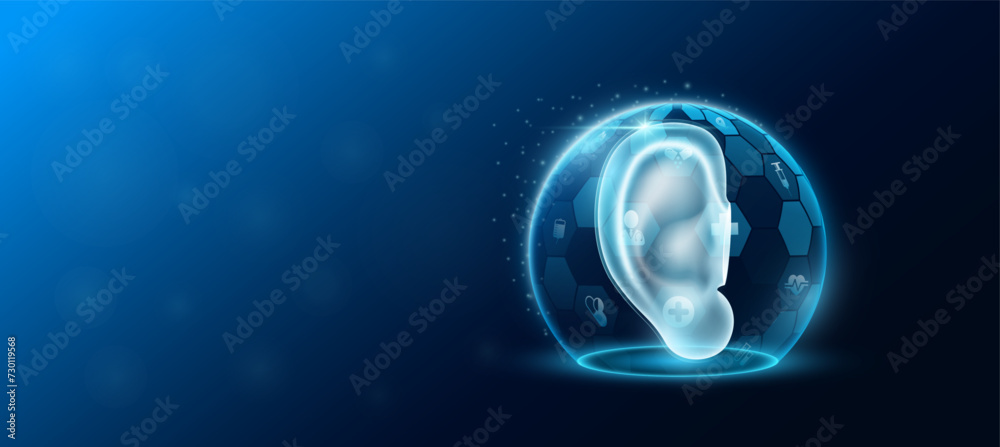 Ear human organ inside dome shield protection futuristic and medical ...