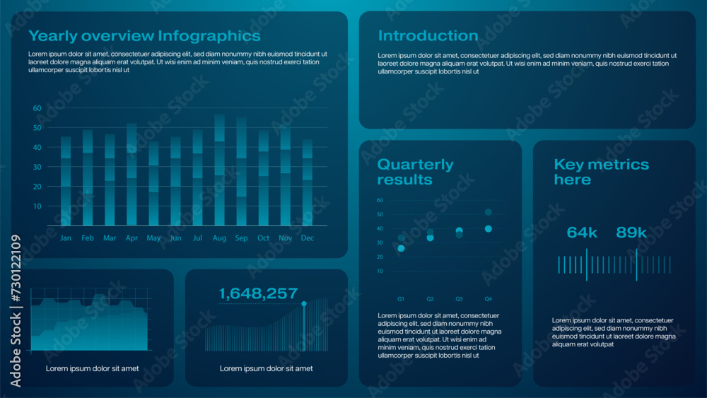 Technology business grid layout ui infographics template with graphs ... Technology business grid layout ui infographics template with graphs ...