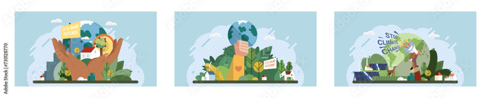 Climate change. Save the planet. Vector illustration Addressing climate ...