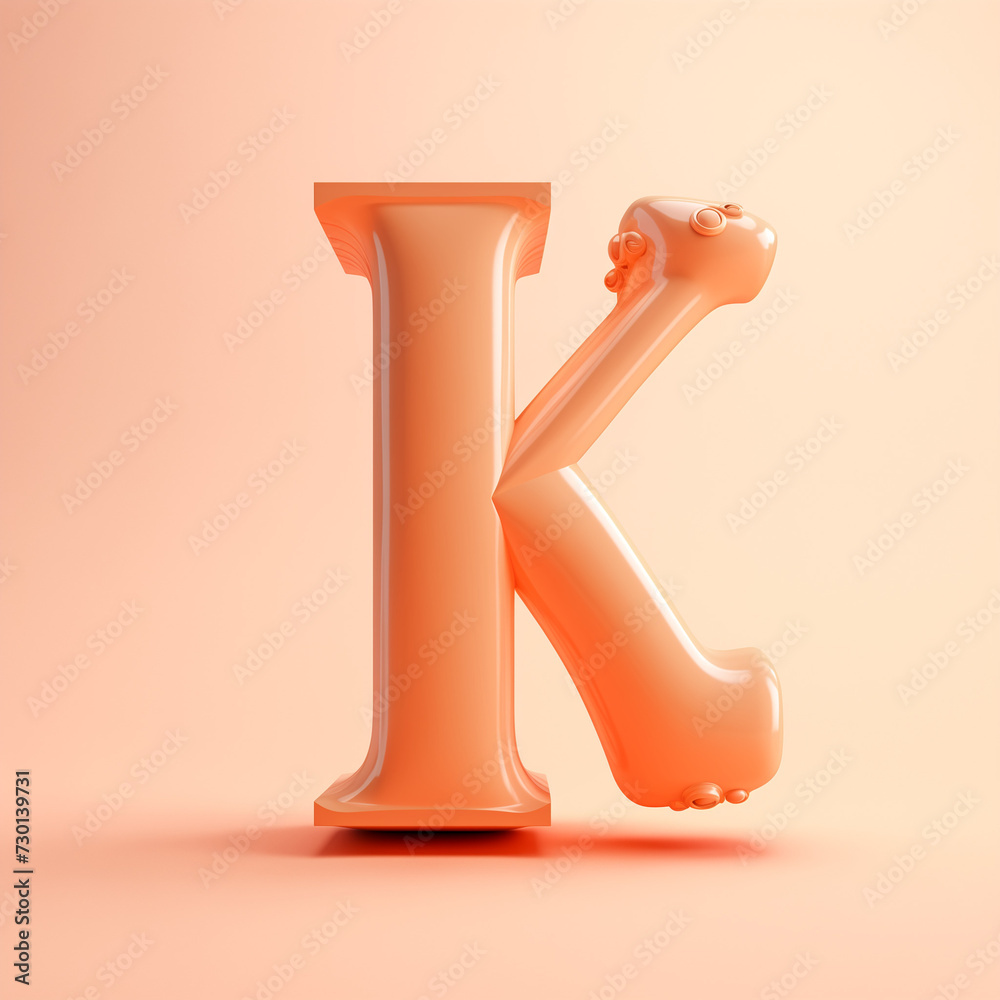 3d rendered illustration of a instrument, metal alphabet letter K, time ...