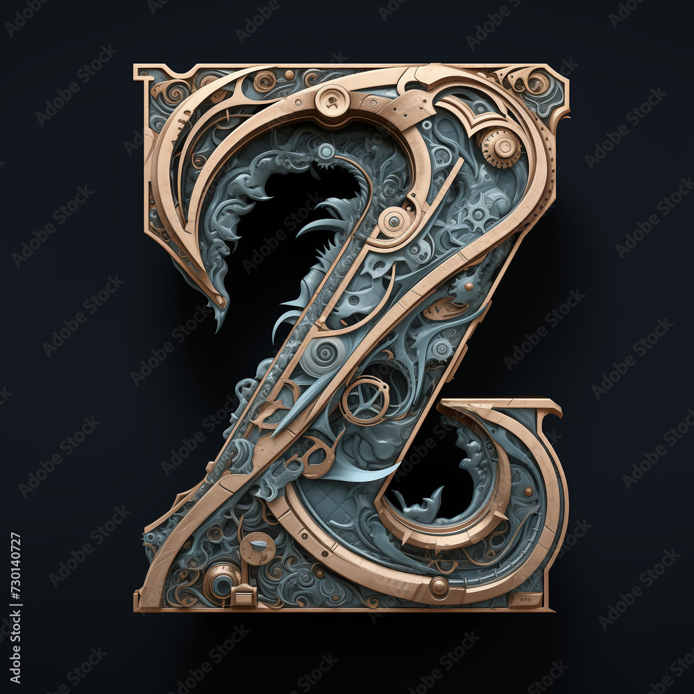 Silver glitter letter Z font 3d render, Font 3d render of letter Z ...