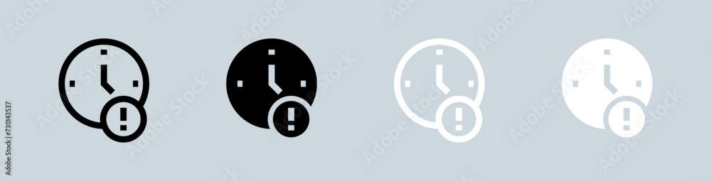Time out icon set in black and white. Deadline signs vector ...