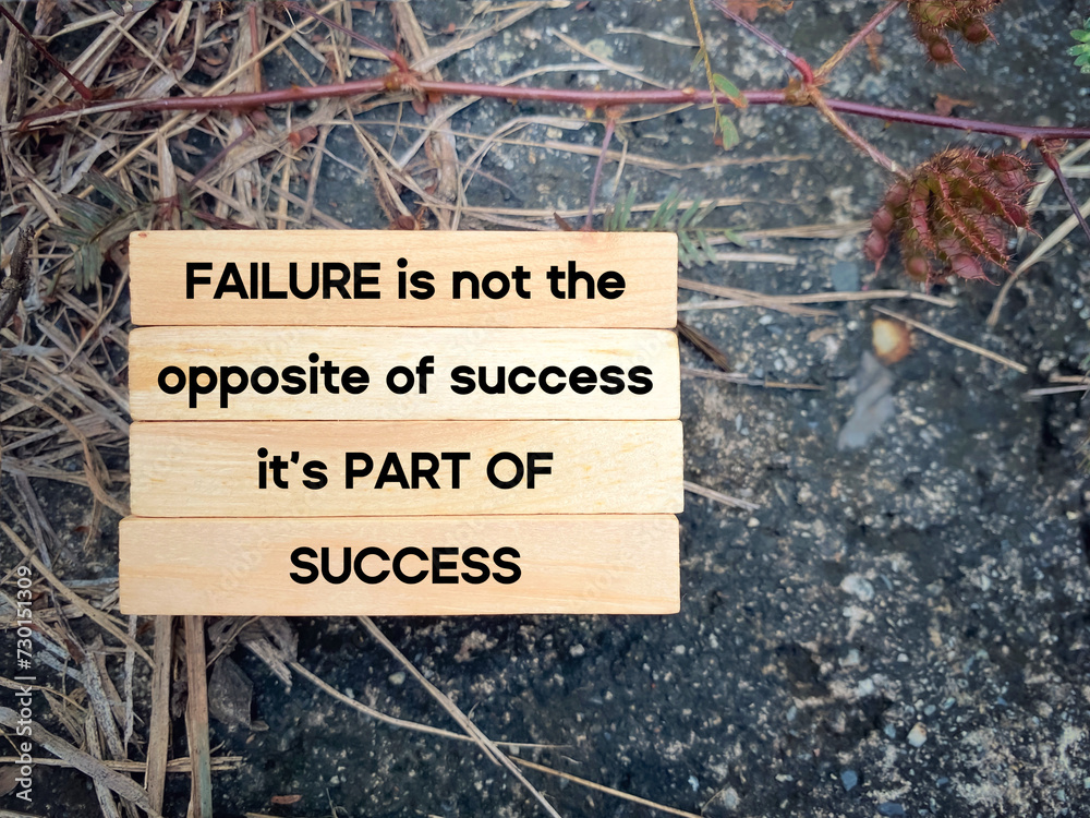 Inspirational motivational quote. Failure is not the opposite of ...