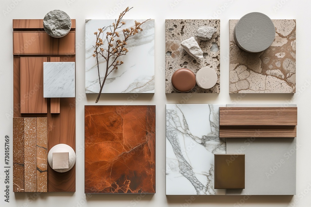 interior design material sample moodboard with luxury surfaces like ...