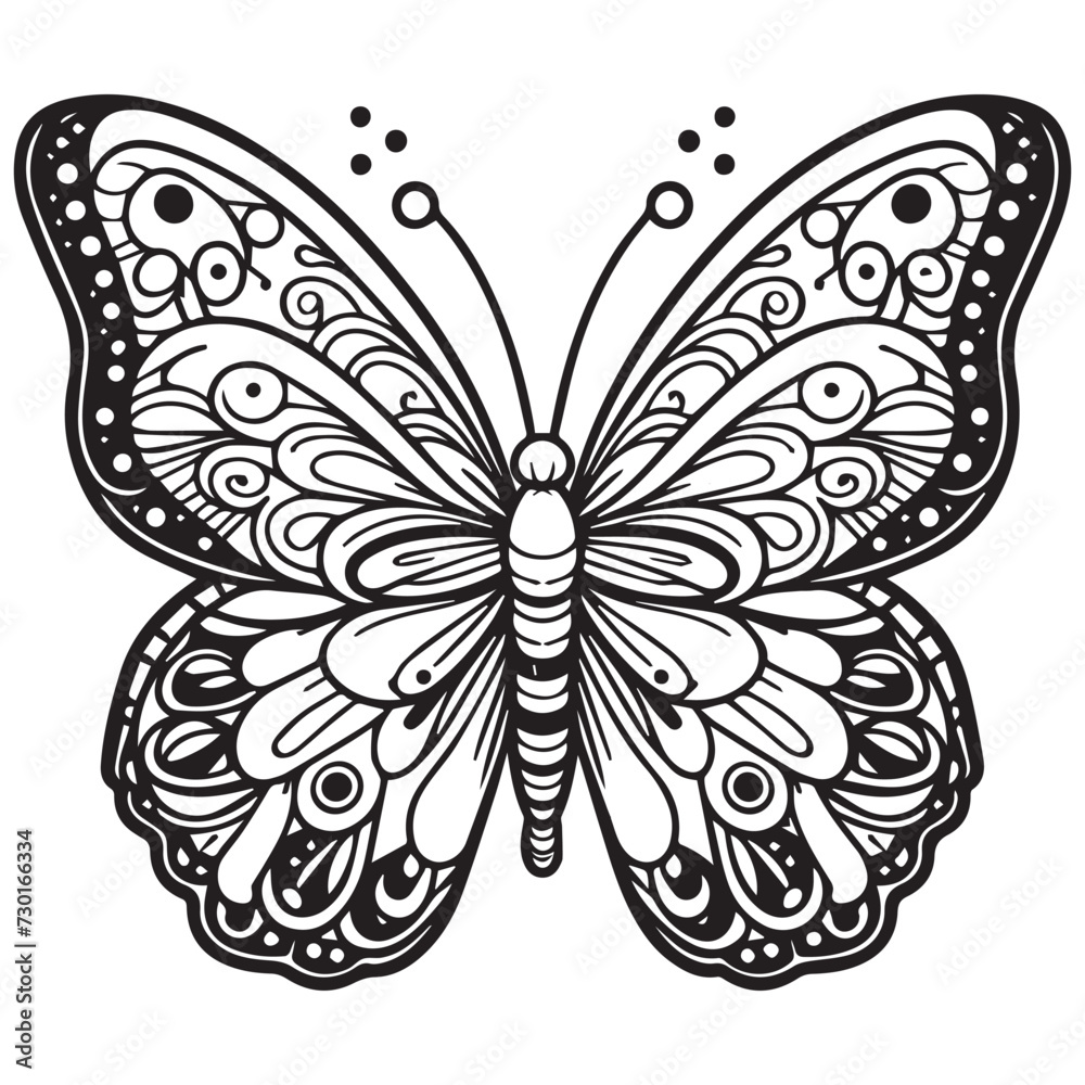 butterfly coloring book page vector illustrations for kids Stock Vector ...