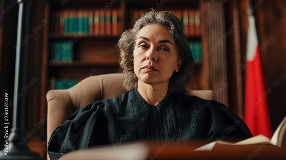Court of Law Trial in Session: Portrait of Honorable Female Judge ...