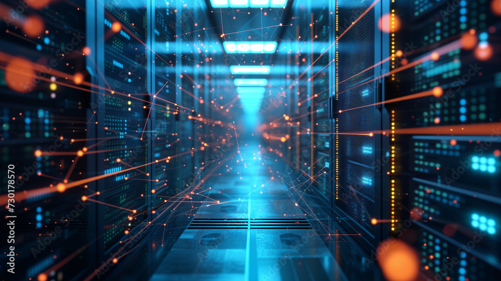 Intricate Connections: A Detailed Floorplan of a Server Network Stock ...