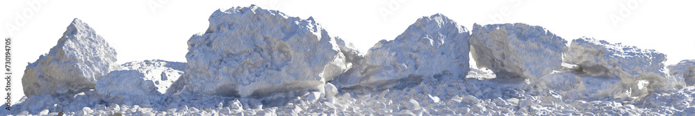 Big rock on the ice snow mountain with isolated on transparent ...