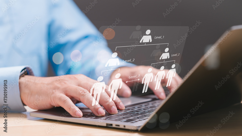 Organizing, hr, division concept. Organizational chart in human ...