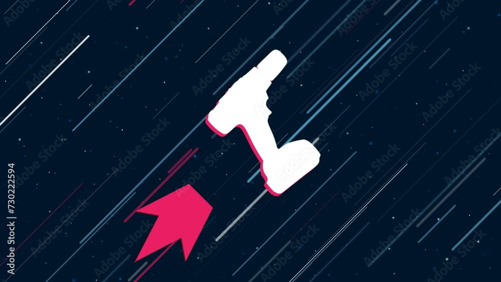 Electric screwdriver symbol flies through the universe on a jet ...