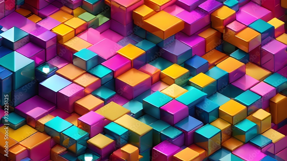 Digital voxel artificial cubes illustration abstract 3d background ...