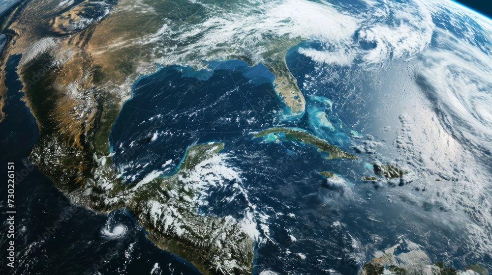 Global warming. A satellite image of Earth, with visual overlays ...