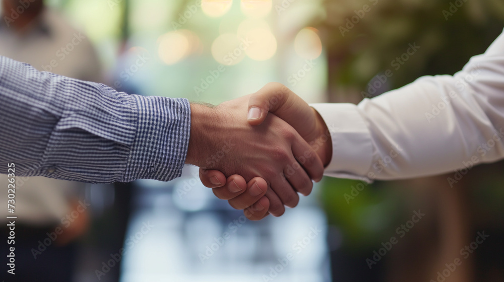 Business Accord: Close-Up of a Firm Handshake Between Account Manager ...