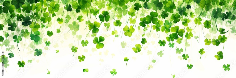 an abstract background with lots of green shamrocks on a white ...
