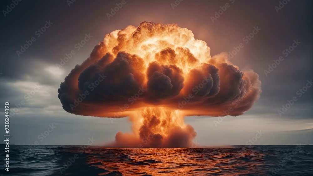 explosion of fire A detonation of a nuclear bomb underwater, causing a ...