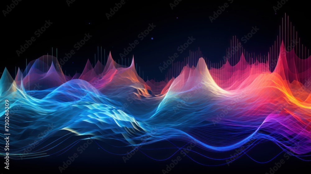 Hypnotic audio waveforms transforming into abstract art forms ...